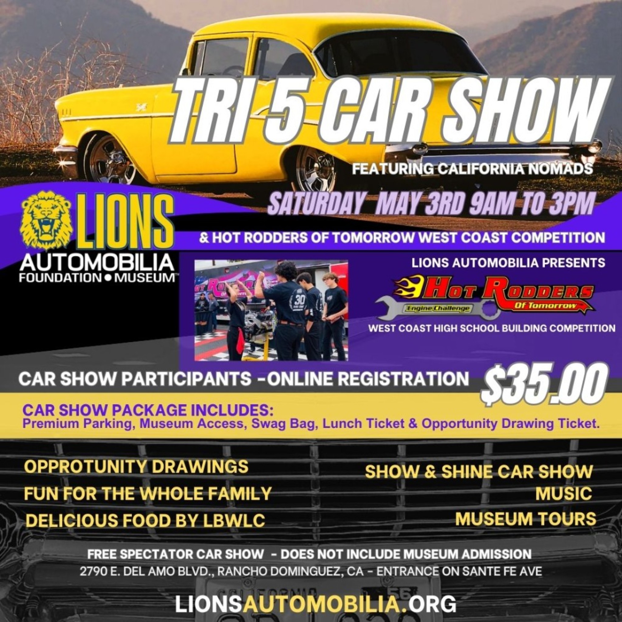 Select tickets – Lions Tri 5 Car Show & Hot Rodders of Tomorrow West ...