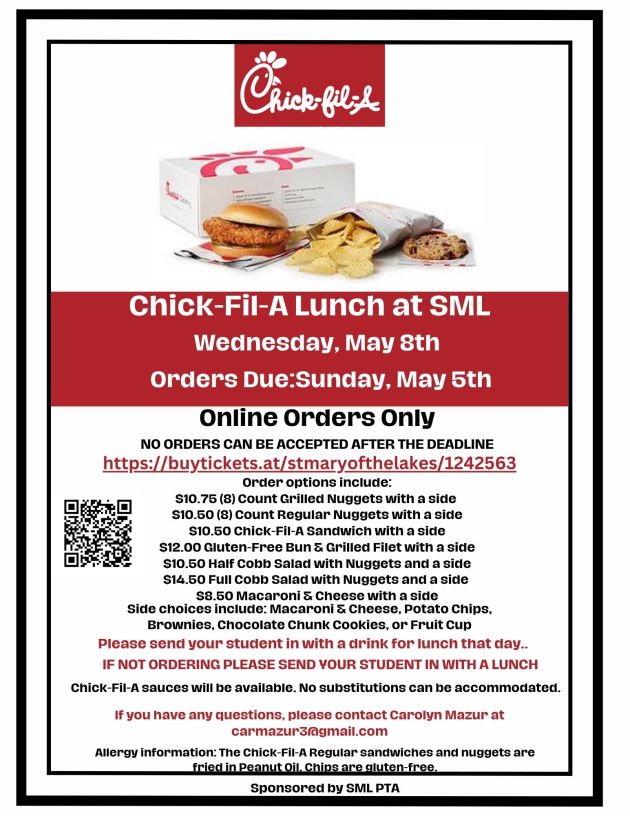 Buy Chick-Fil-A Lunch – Chick-Fil-A Lunch Sponsored by SML PTA /Pre-K ...
