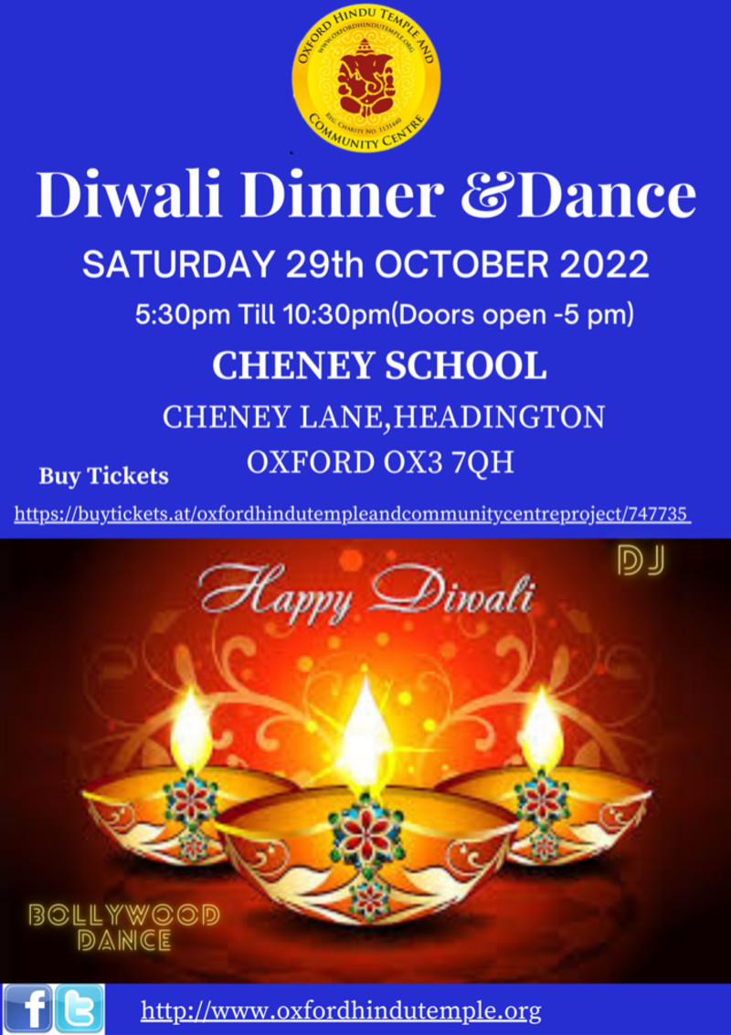 Buy Tickets – DIWALI DINNER &DANCE – Cheney School, Cheney Lane ...